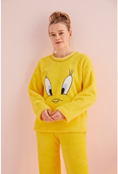 Sude Homewear Kadın Tweety Peluş Pijama Takımı