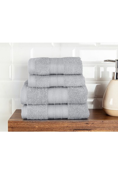 Madame Coco Fabrice Düz 4'Lü Havlu Seti - Gri Madame Coco Fabrice Düz 4'Lü Havlu Seti - Gri