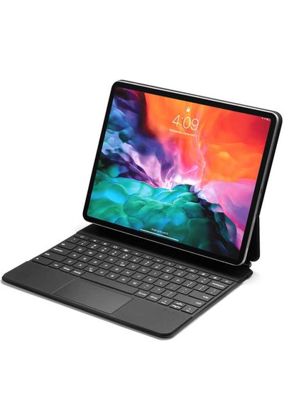 Aksesuarcim iPad Pro 12.9 2021 5.nesil Kılıf Bluetooh Klavyeli Uyku Modlu Siyah