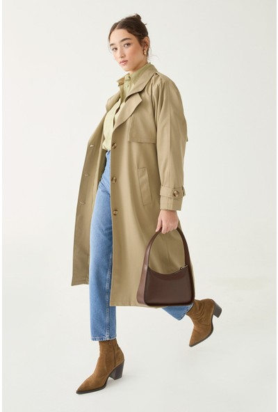 Suud Collection Açık Yeşil 1980 Vintage Pamuklu Trençkot