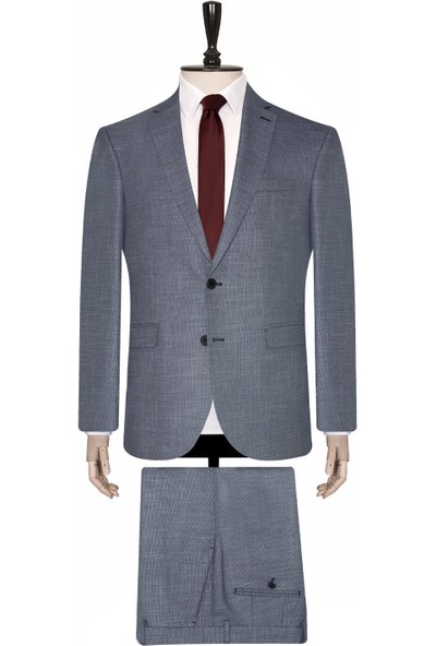 Süvari Desenli Siyah Rahat Kalıp Takım Elbise