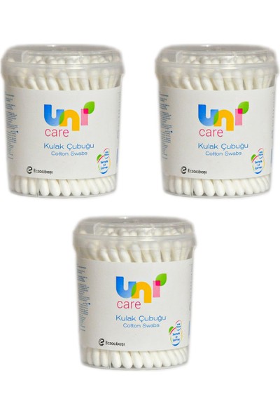Uni Care Kulak Temizleme Çubuğu 100'Lü - 3 Adet Uni Care Kulak Temizleme Çubuğu 100'Lü - 3 Adet