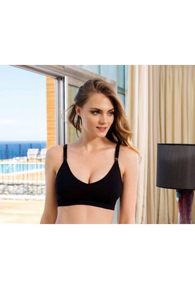 Yeni İnci Siyah Emzirme Sütyeni