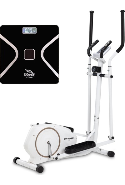 Dynamic E16 White Premium Manyetik Eliptik Kondisyon Bisikleti Voit BLT6000 Bluetooth Akıllı Baskül