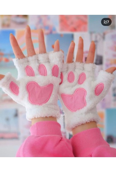 Beyaz Peluş Eldiven