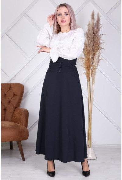 May Mara  kadın Yeni Sezon Düğme Detaylı Mevsimlik Tesettür Slopet Etek 1920/106 May Mara  kadın Yeni Sezon Düğme Detaylı Mevsimlik Tesettür Slopet Etek 1920/106