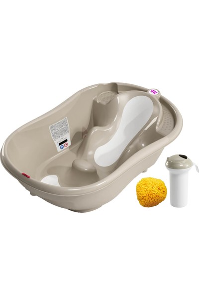 Okbaby Onda Evol Banyo Küveti & Splash Bebek Duşu & Doğal Banyo Süngeri No.10 / Gri