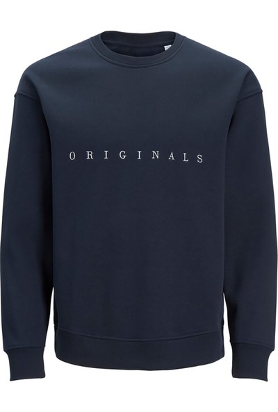 Jack & Jones 12204796_Jorcopenhagen BigSweat O Yaka Relaxed Baskılı Lacivert Erkek Sweatshirt