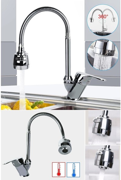 Kca Oynar Borulu 2 Fonksi̇yonlu Mutfak Evi̇ye Bataryasi Çeşmesi̇ Musluğu Bataryasi