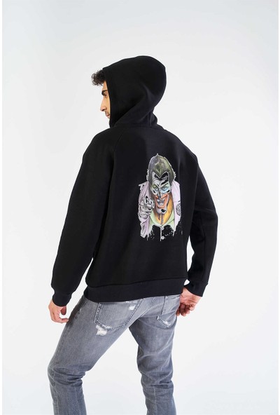 Fıngerprınt Warner Bros Lisanslı Unisex Kapşonlu Cepli Sweatshirt - Joker Baskılı Fıngerprınt Warner Bros Lisanslı Unisex Kapşonlu Cepli Sweatshirt - Joker Baskılı