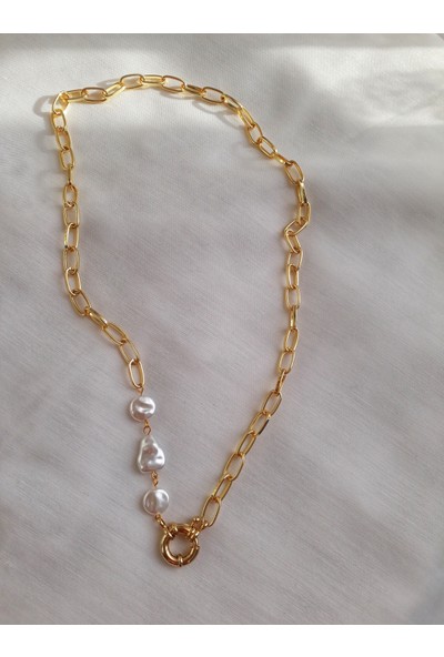 Kokoş Takı Altın Kaplama Inci Taşlı Kolye Kokoş Takı Altın Kaplama Inci Taşlı Kolye