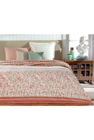 Madame Coco Remy Tek Kişilik Welsoft Baskılı Battaniye - Bej / Pudra