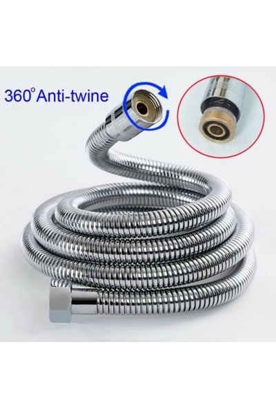 Maksu 360 Derece Dönebilen Örgülü Patlamayan 304 Paslanmaz Duş Askı Hortumu (Spirali)