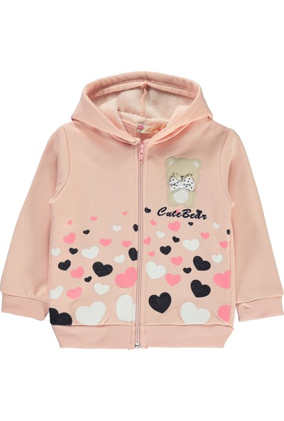 Pengim Kız Çocuk Kapüşonlu Hırka 2-5 Yaş Somon Pengim Kız Çocuk Kapüşonlu Hırka 2-5 Yaş Somon