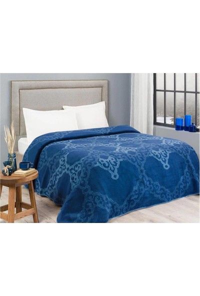 Taç Battaniye Pamuklu Tek Kişilik Celesta Lacivert
