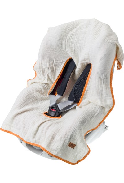 Happy Caretta Bebek Oto Koltuğu Kılıfı Krem Rengi - Turuncu Happy Caretta Bebek Oto Koltuğu Kılıfı Krem Rengi - Turuncu