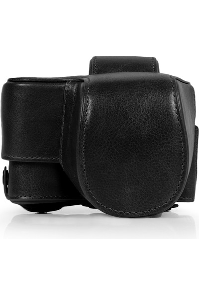Megagear Sony ZV-E10 ile Uyumlu Hakiki Deri Kamera Kılıfı - Siyah Megagear Sony ZV-E10 ile Uyumlu Hakiki Deri Kamera Kılıfı - Siyah