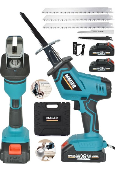 Mager Xr Akülü Şarjlı Tilki Kuyruğu Testere Makinası Kolay Bıçak Değişimi Çantalı Yedek Akülü Mager Xr Akülü Şarjlı Tilki Kuyruğu Testere Makinası Kolay Bıçak Değişimi Çantalı Yedek Akülü