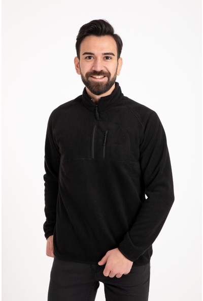 Giysa Erkek Dik Yaka Yarım Fermuarlı Polar Siyah Sweat 6015 Giysa Erkek Dik Yaka Yarım Fermuarlı Polar Siyah Sweat 6015