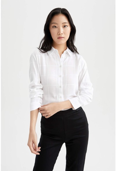 DeFacto Relax Fit Çizgili Uzun Kollu Gömlek M9480AZ22SM