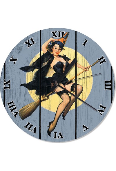 Tablomega Sevimli Cadı Şekilli Duvar Saati