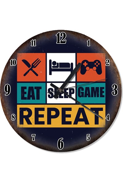 Tablomega Ye Iç Oyna Tekrarla Desenli Duvar Saati