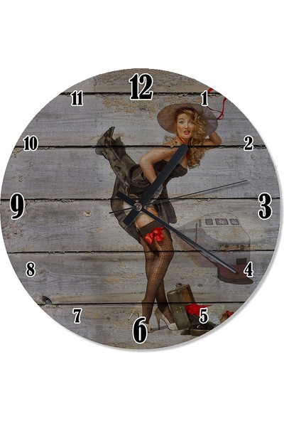 Tablomega Yolculuk Pin Up Kızı Duvar Saati