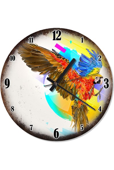 Tablomega Renkli Papağan Özel Tasarım Duvar Saati