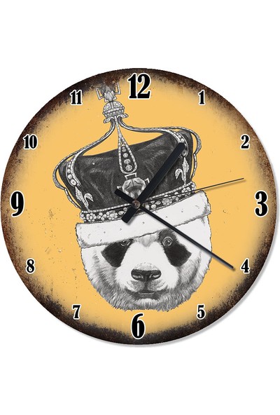 Tablomega Kral Taçlı Panda Özel Tasarım Duvar Saati