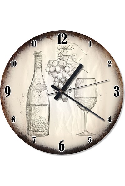 Tablomega Şarap  Temalı Tasarım Duvar Saati