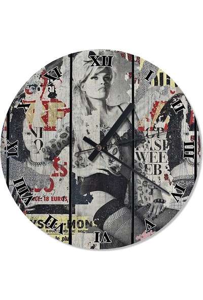 Tablomega Gazete Küpürü ve Kadın Şekilli Duvar Saati