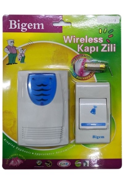 Bigem MB-519 Wireless Kablosuz Kapı Zili 14 Melodili Kapı Pilli Zil Bigem MB-519 Wireless Kablosuz Kapı Zili 14 Melodili Kapı Pilli Zil