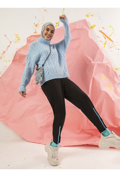 Soul Beli Lastikli Pantolon - Aqua - Soul