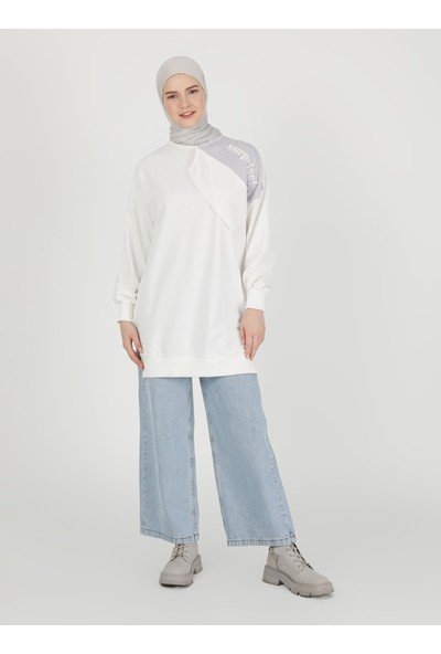 Soul Yaka Detaylı Sweatshirt - Ekru - Soul