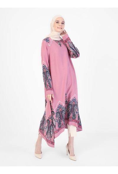 Zenane Desenli Tunik - Pudra - Zenane