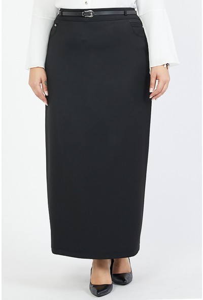 May Mara Kadın Kemer Detaylı Mevsimlik Büyük Beden Uzun Etek 2087/100