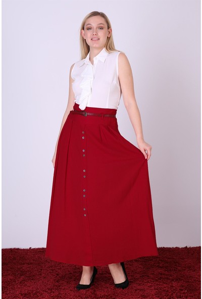 May Mara Kadın Önden Düğme ve Kemer Detaylı Yazlık Uzun Etek 1787/95