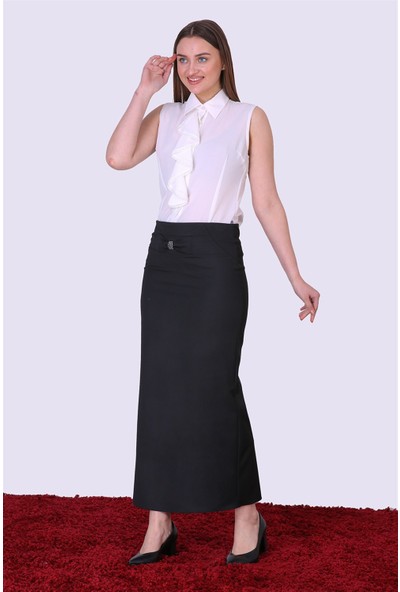 May Mara Kadın Mevsimlik Fiyonk Detaylı Uzun Kalem Etek 2108/95