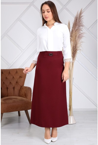 May Mara Kadın Mevsimlik Yüksek Bel Toka Detaylı Uzun Tesettür Etek 2053/100