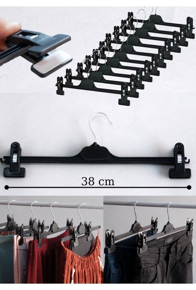 Acarraf 10'lu Plastik Mandallı Pantolon Etek Askısı