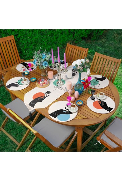 RealHomes Soft Renkli El Tasarımlı Dijital Baskılı 6+1 Supla Runner Seti RealHomes Soft Renkli El Tasarımlı Dijital Baskılı 6+1 Supla Runner Seti