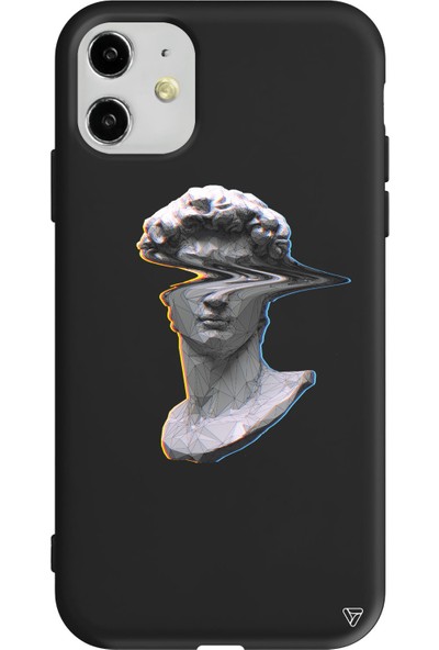 Trihed Apple iPhone 11 Siyah Renkli Silikon Glitch David Telefon Kılıfı