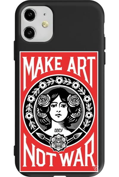 Trihed Apple iPhone 11 Siyah Renkli Silikon Obey Make Love Telefon Kılıfı