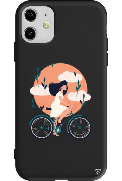 Trihed Apple iPhone 11 Siyah Renkli Silikon Flying On The Bike Telefon Kılıfı