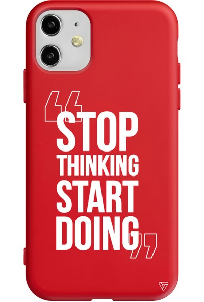 Trihed Apple iPhone 11 Kırmızı Renkli Silikon Start Doing Telefon Kılıfı