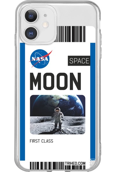Trihed Apple iPhone 11 Şeffaf Renkli Silikon Moon Bileti Telefon Kılıfı