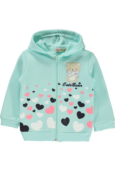 Pengim Kız Çocuk Kapüşonlu Hırka 2-5 Yaş Mint Yeşili