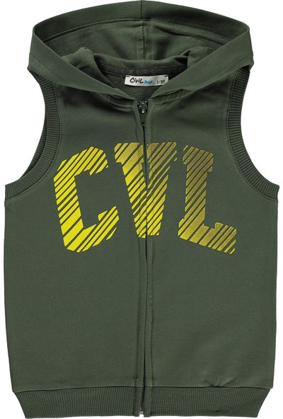 Civil Boys Erkek Çocuk Kapüşonlu Yelek 2-5 Yaş Haki