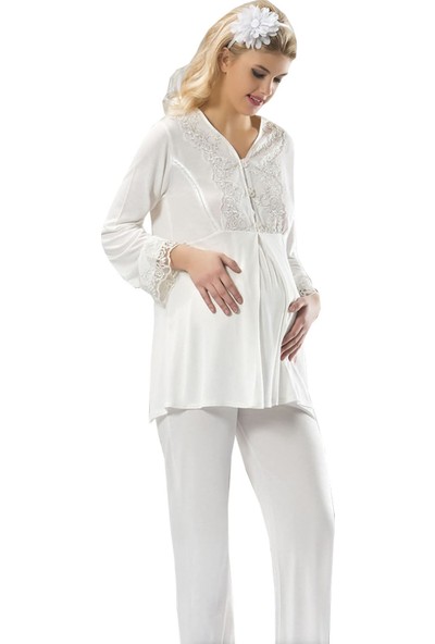 Sistina 1604 Lohusa Pijama Takımı Ekru Renk M Beden Sistina 1604 Lohusa Pijama Takımı Ekru Renk M Beden