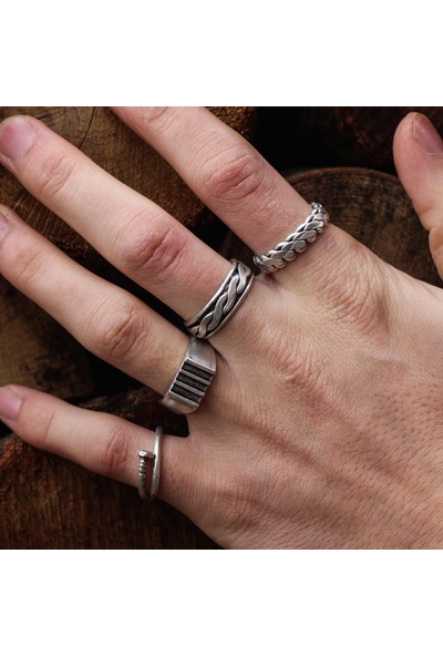 Beyloc Antik Gümüş Kaplama Ayarlanabilir Model Erkek Tarz Yüzük Seti Beyloc Antik Gümüş Kaplama Ayarlanabilir Model Erkek Tarz Yüzük Seti